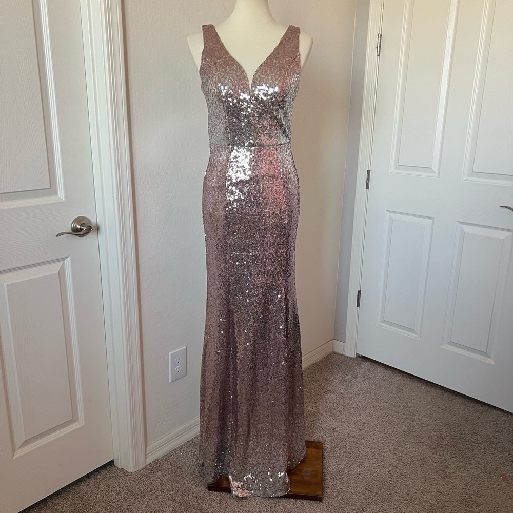 Crystal Dolls Pink Sequined Ombre Sleeveless V Neck F… - Gem